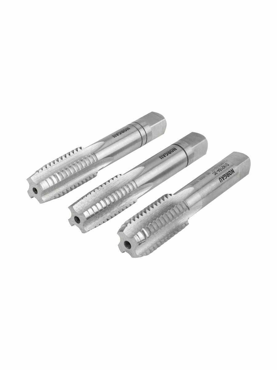 Набор метчиков NORGAU Industrial UNC 5/8, из HSS, по стали, чугуну и цветным металлам, 3 предмета.