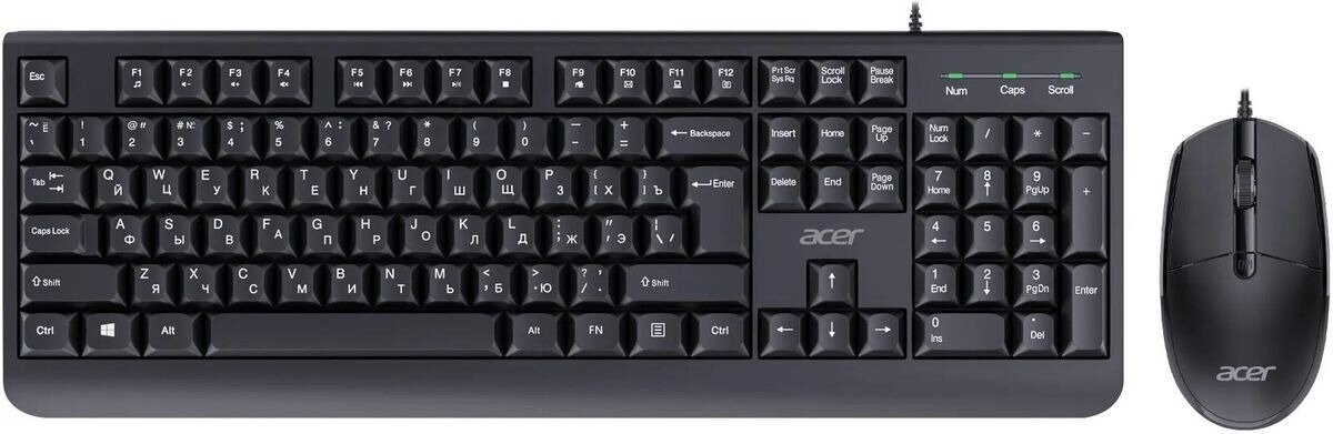 Комплект клавиатура+мышь Acer OCC400 проводной, USB, 2000 DPI, черный