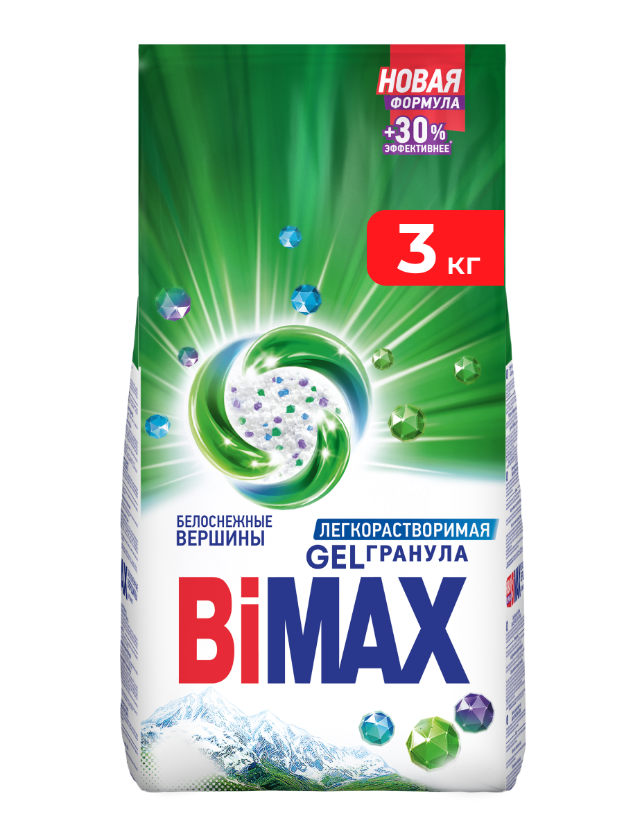 Стиральный порошок Автомат BiMAX Белоснежные вершины, 3 кг, 20 стирок, для ручной и машинной стирки