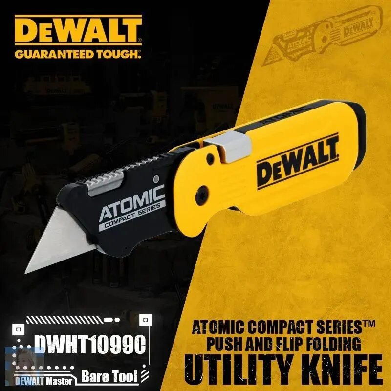 DEWALT DWHT10990 Складной нож серии ATOMIC COMPACT с механизмом Push and Flip Режущий инструмент Распаковка
