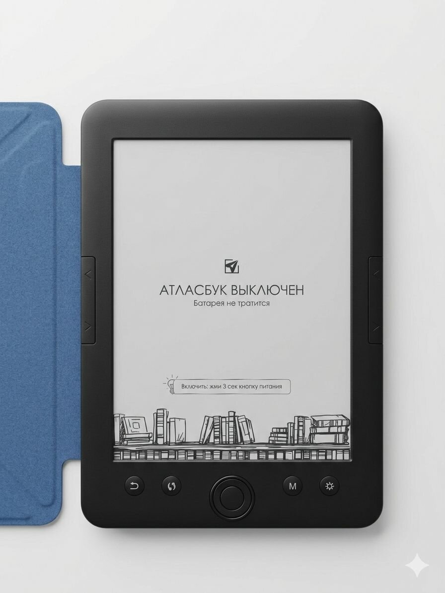 Электронная книга АтласБук Скрипт серый с чехлом (6 дюймов, подсветка, не сенсорный экран)