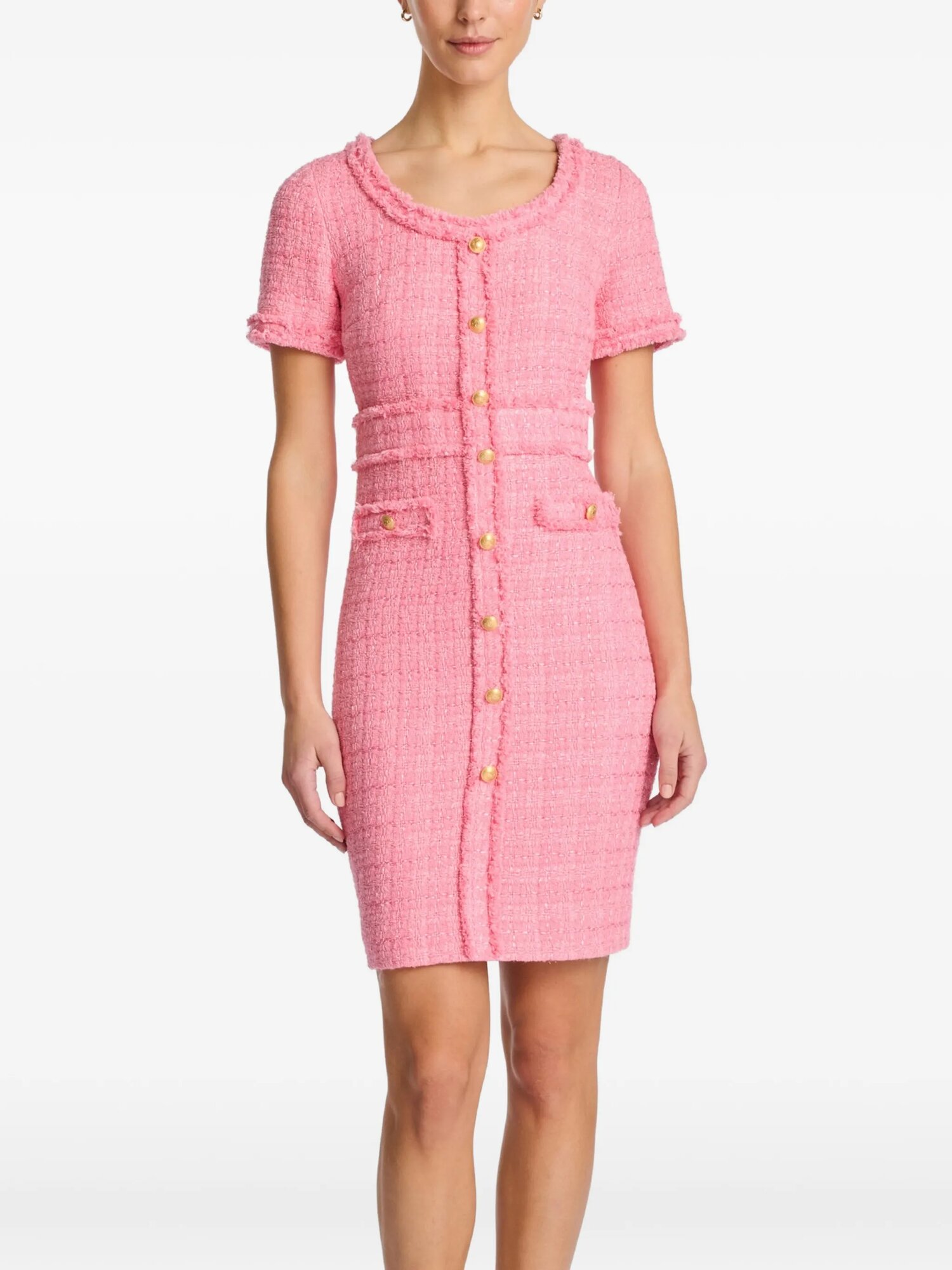 Платье WEILL Fringed tweed dress, размер 40, pink — фото 1