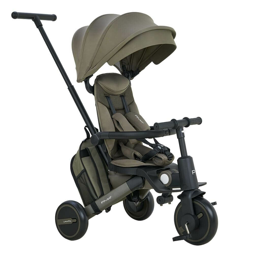 Pituso Leve PRO Plus (с сумкой), детский трехколесный велосипед с 1,5 до 5 лет, цвет Khaki 2026/серая рама