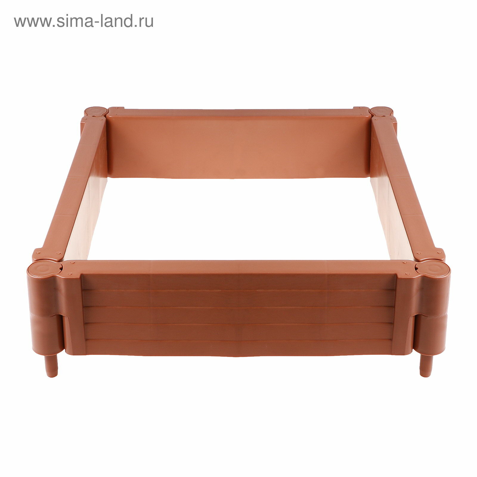 Грядка пластиковая "Плюс", 55x55x13 см, терракотовая, цвет: коричневый