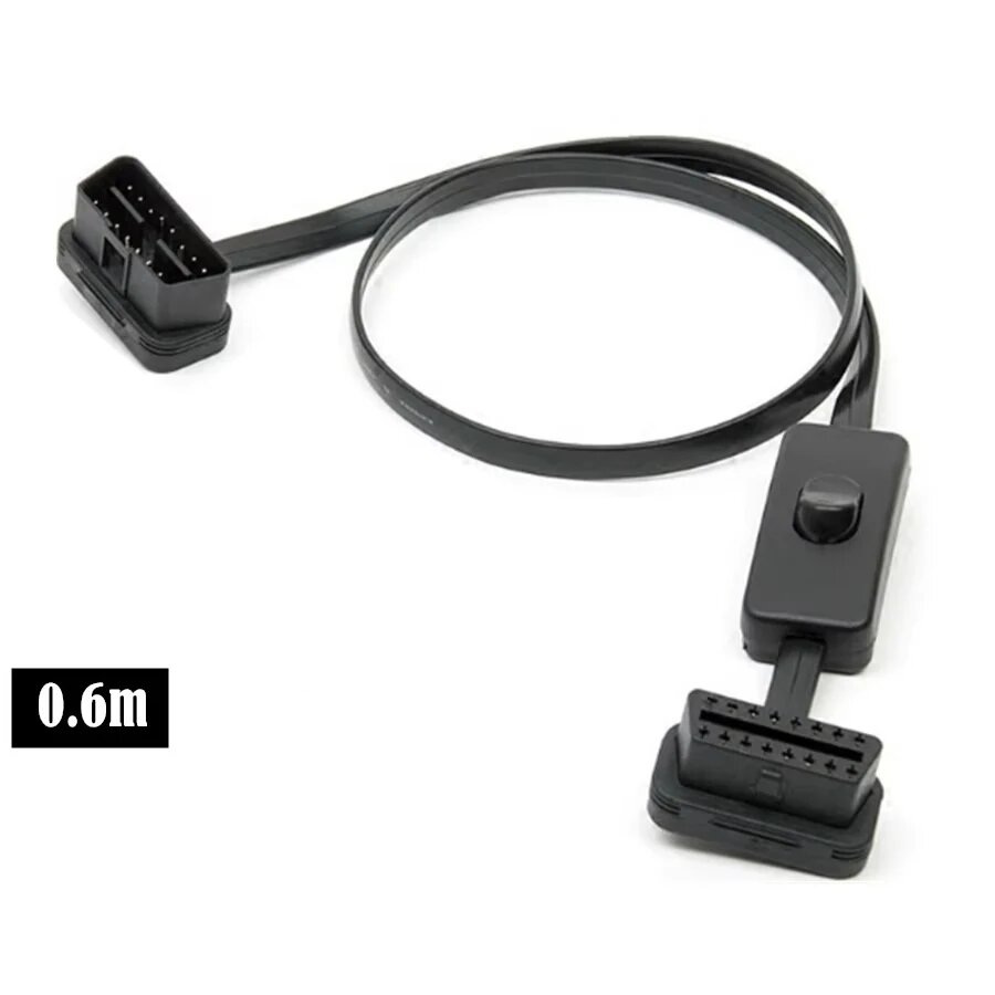 Удлинительный кабель OBD2 «папа-мама» с переключателем питания OBD Угловой плоский кабель OBD GPS-трек ELM327 Линия осмотра автомобиля 8-ядерный