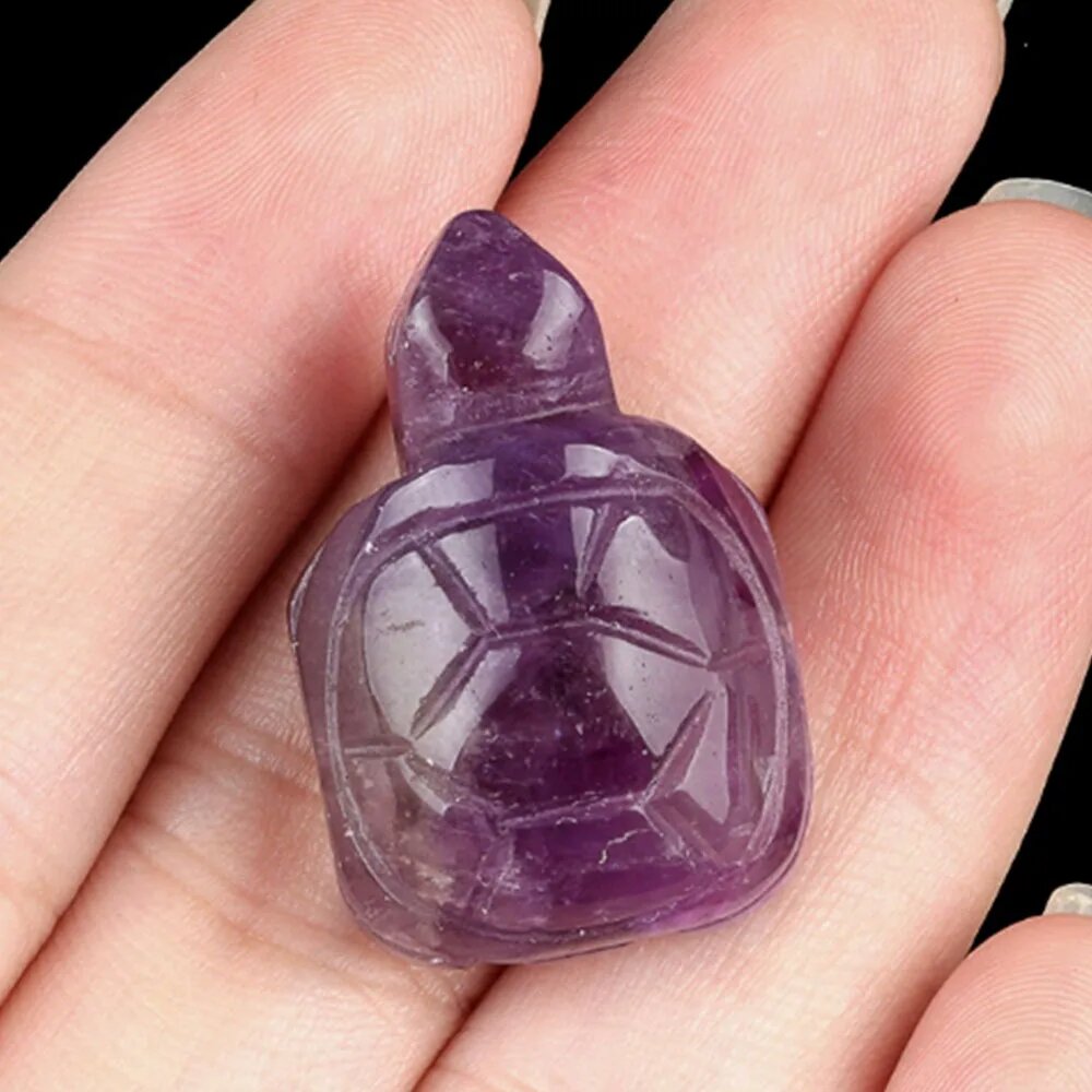 Фиолетовая статуэтка черепахи из агата Amethyst