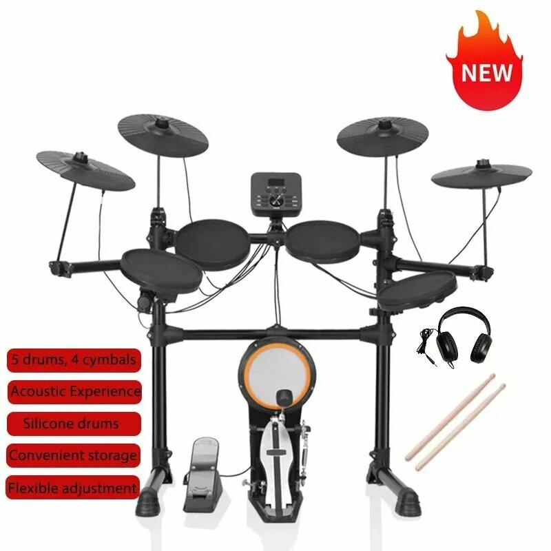 Электронная ударная установка с наушниками, барабанными палочками Adult electric drum set