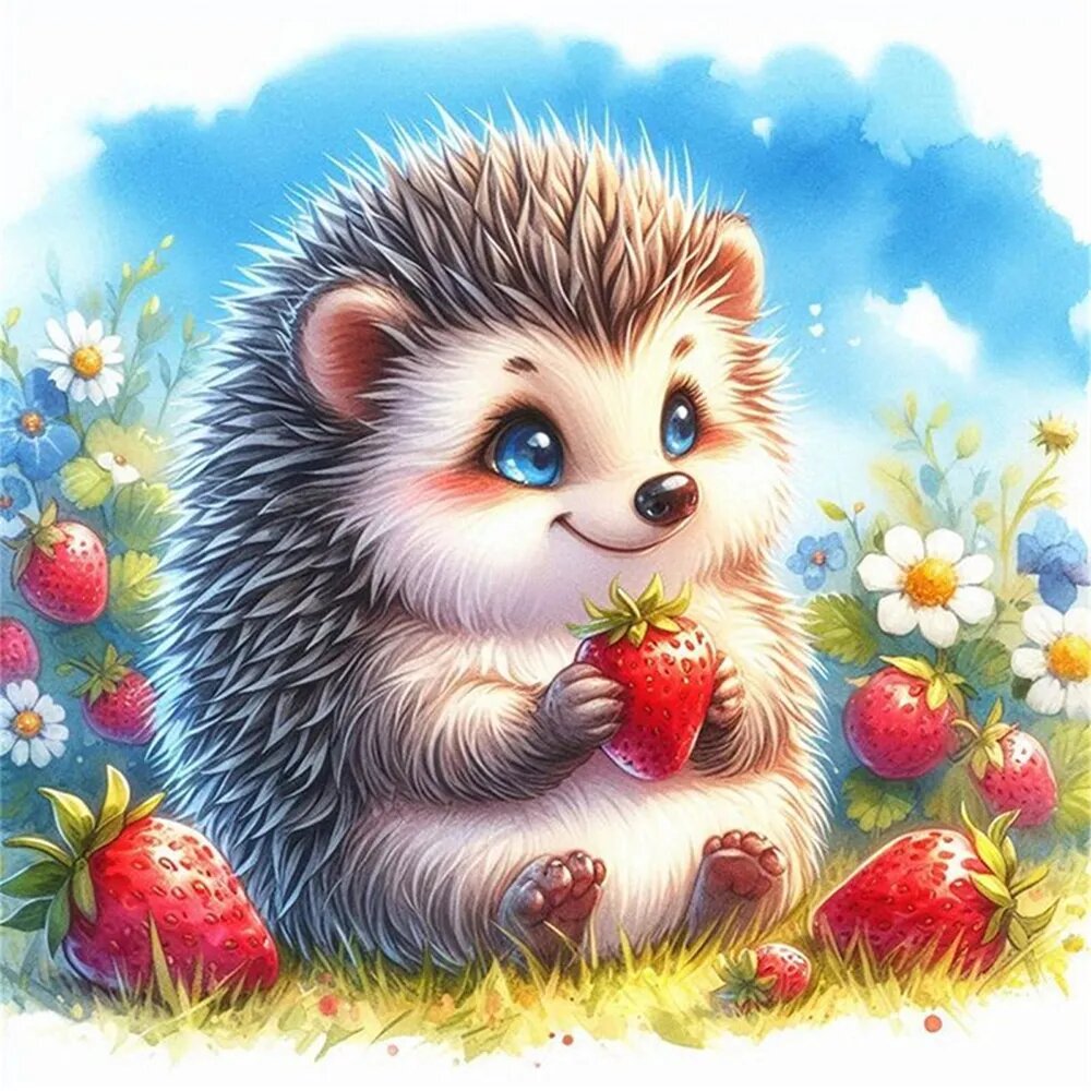 Бисерный крестик Ёжик на хлопковой ткани 11CT с готовой печатью, размер вышивки 36 36 см