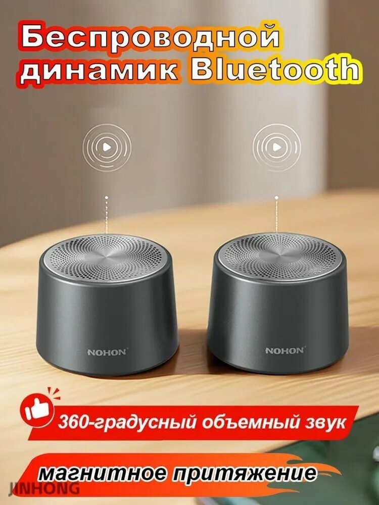 Беспроводной Bluetooth-динамик с алюминиевым магнитным креплением Портативный мини-динамик для дома и улицы Аудиоплеер высокой точности воспроизведения.