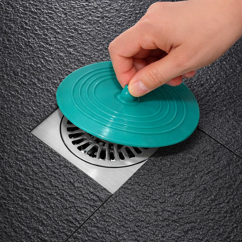 Силиконовая пробка для слива раковины для кухни и ванной 15,5 см зеленая