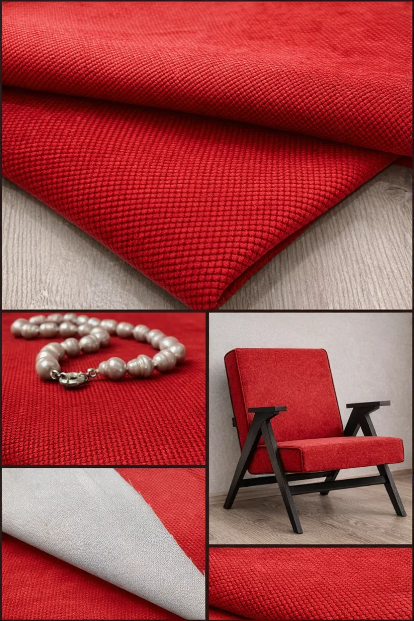 Мебельная ткань Велюр Отрез140*500 Обивка красный