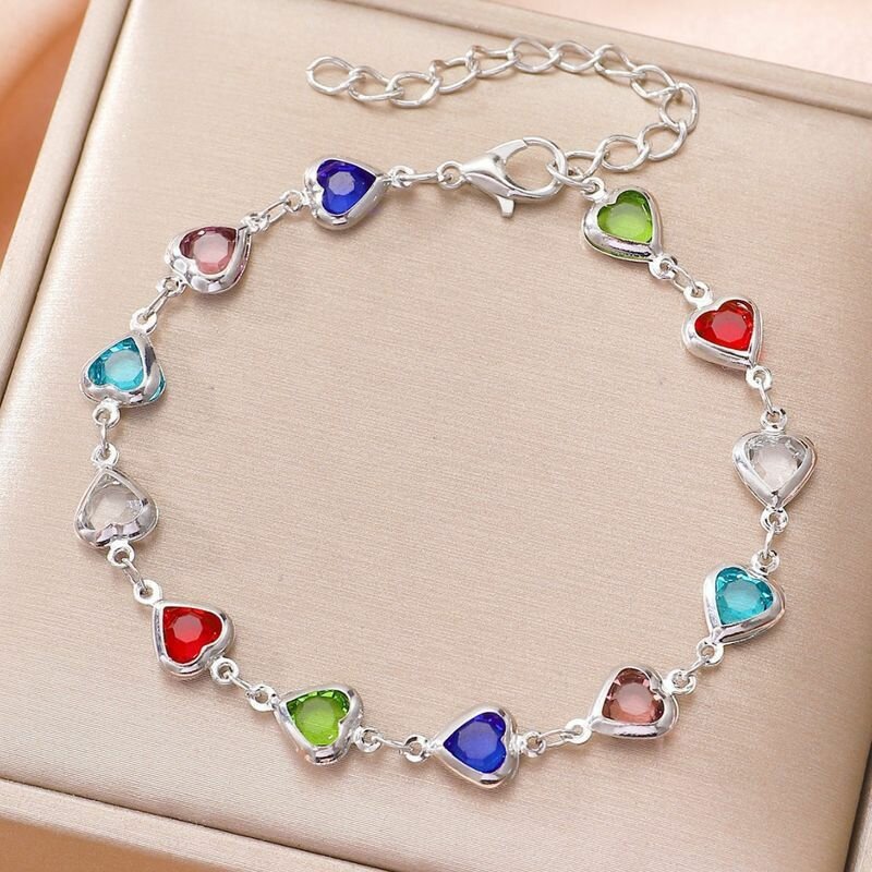 Браслет-цепочка, стекло, стразы