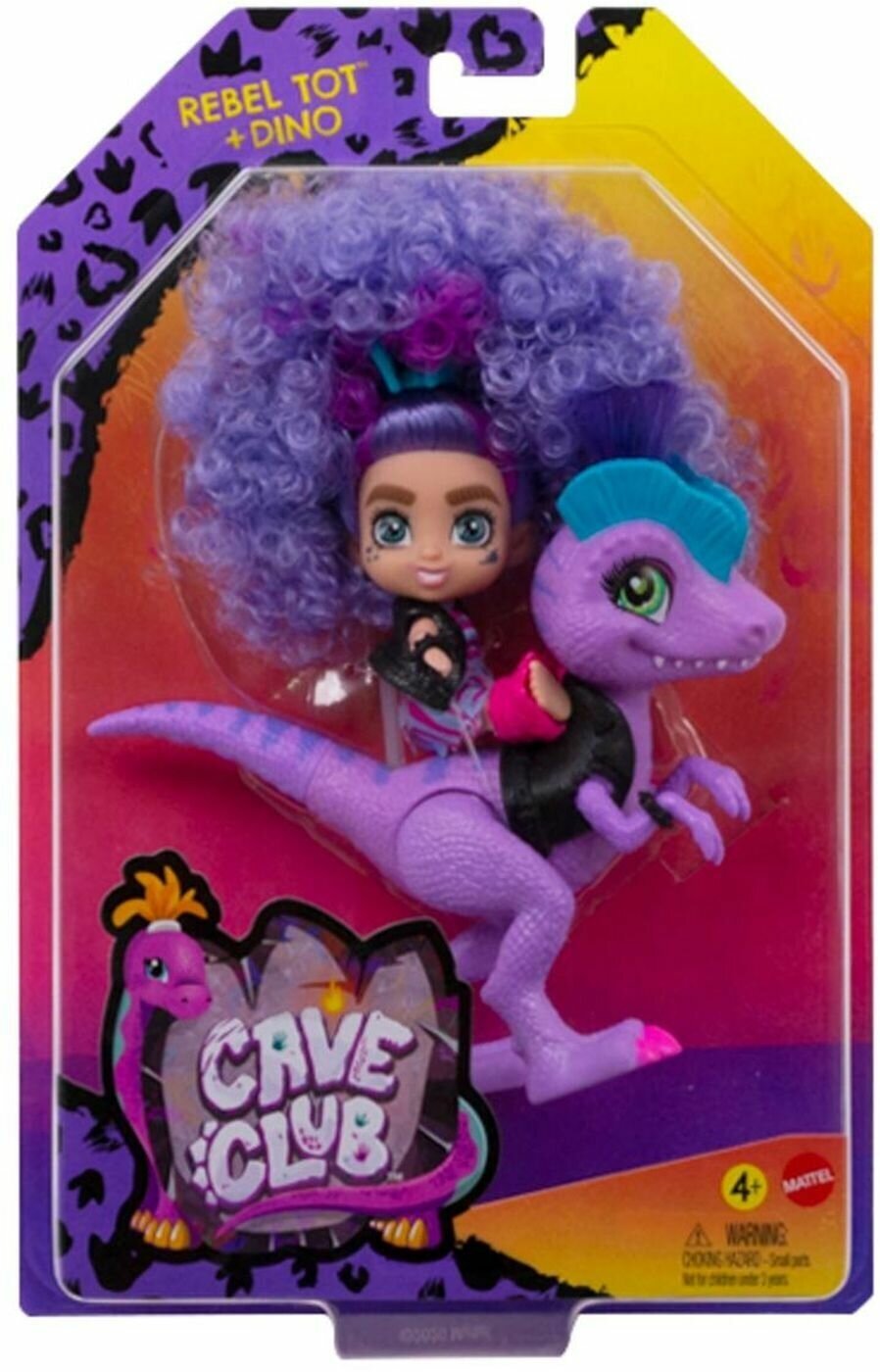 Кукла Mattel "Cave Club Пещерные Малыши Ребл" GXP22, с динозавром, шарнирная, пластик, 13 см