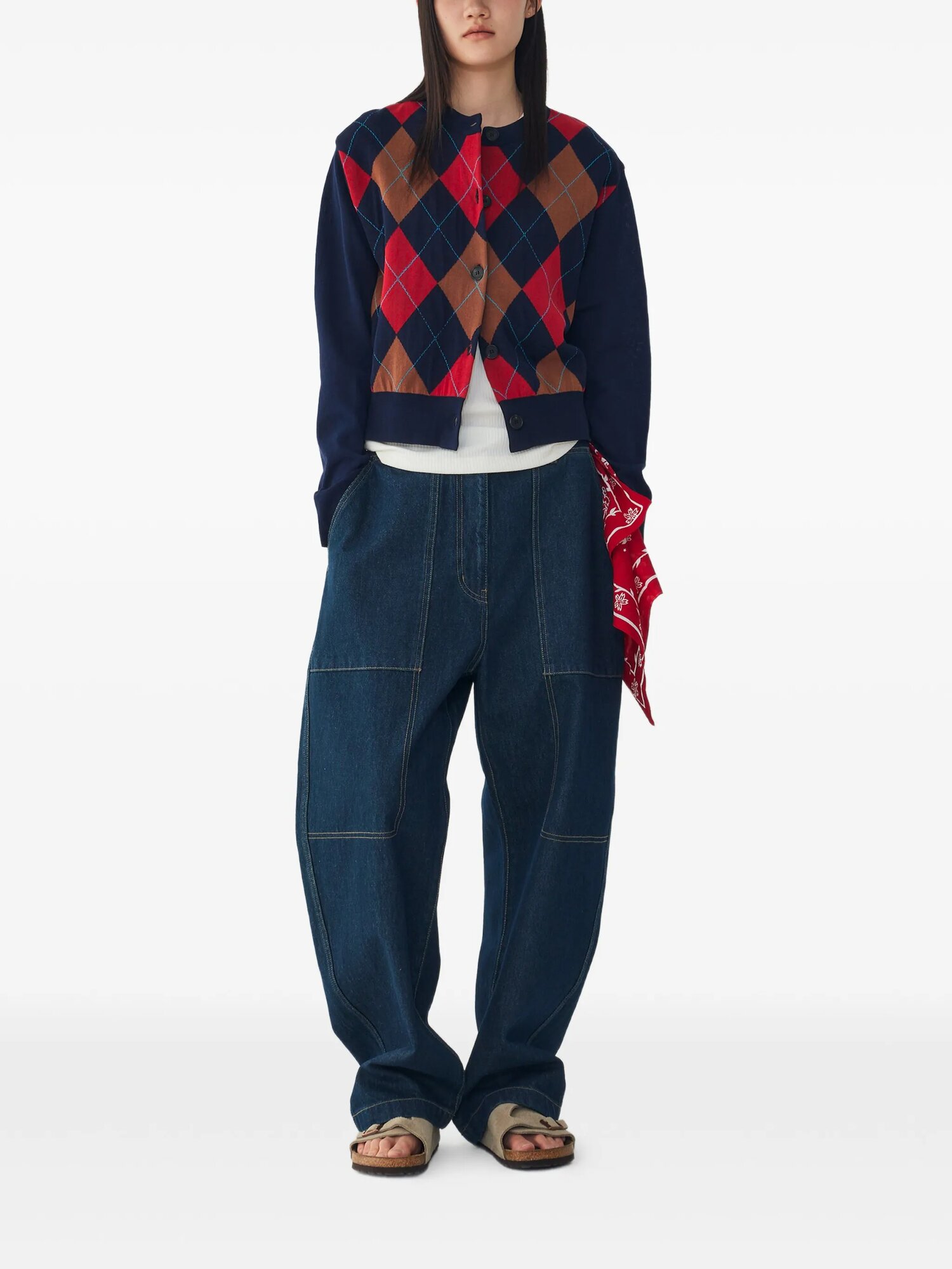 Кардиган STUDIO TOMBOY Argyle cardigan, размер OneSize, синий — фото 1