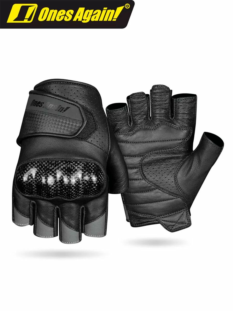Мотоперчатки без пальцев кожаные Ones Again MG27 летние / Велоперчатки с защитой костяшек