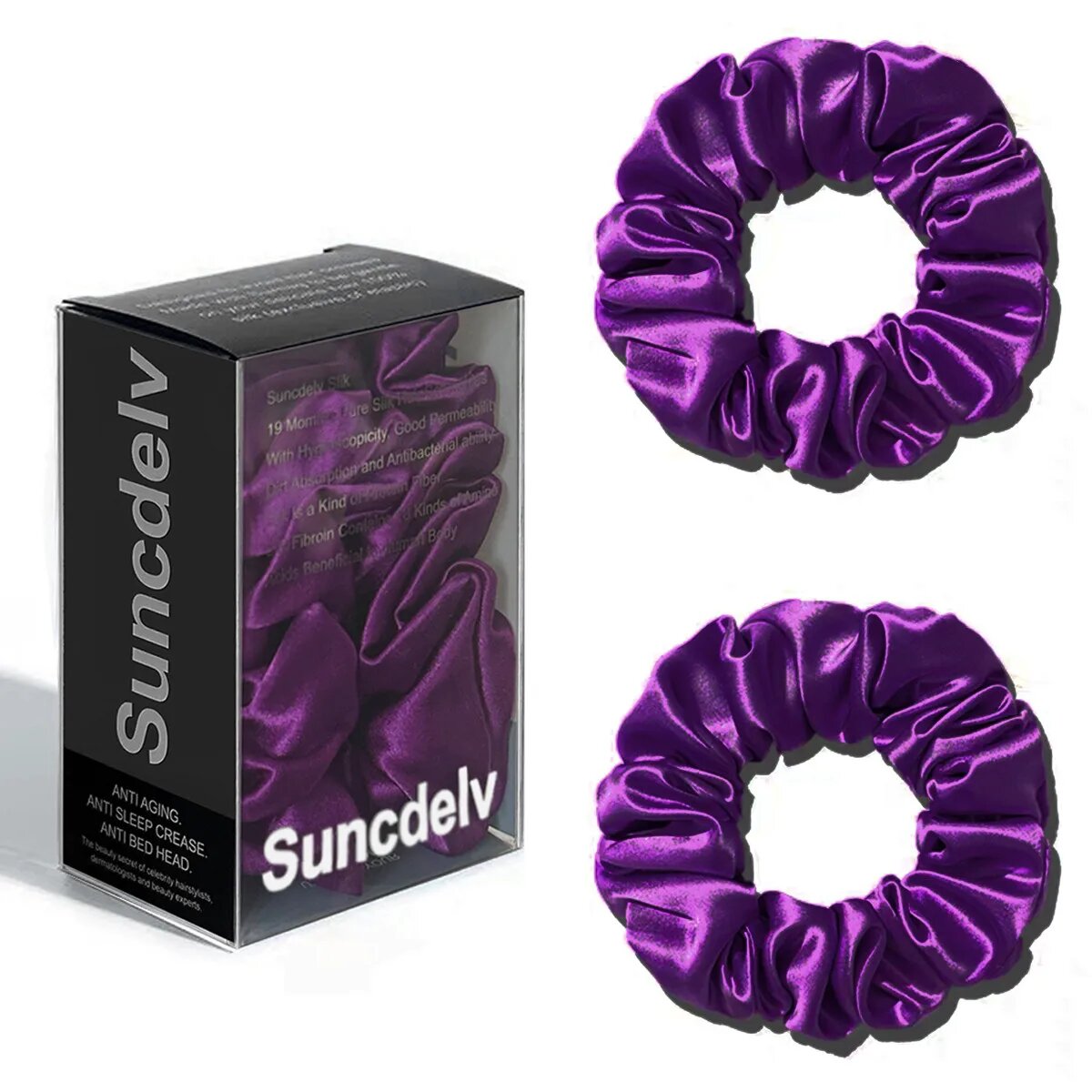 2 шт. фиолетовые шелковые резинки для волос Suncdelv