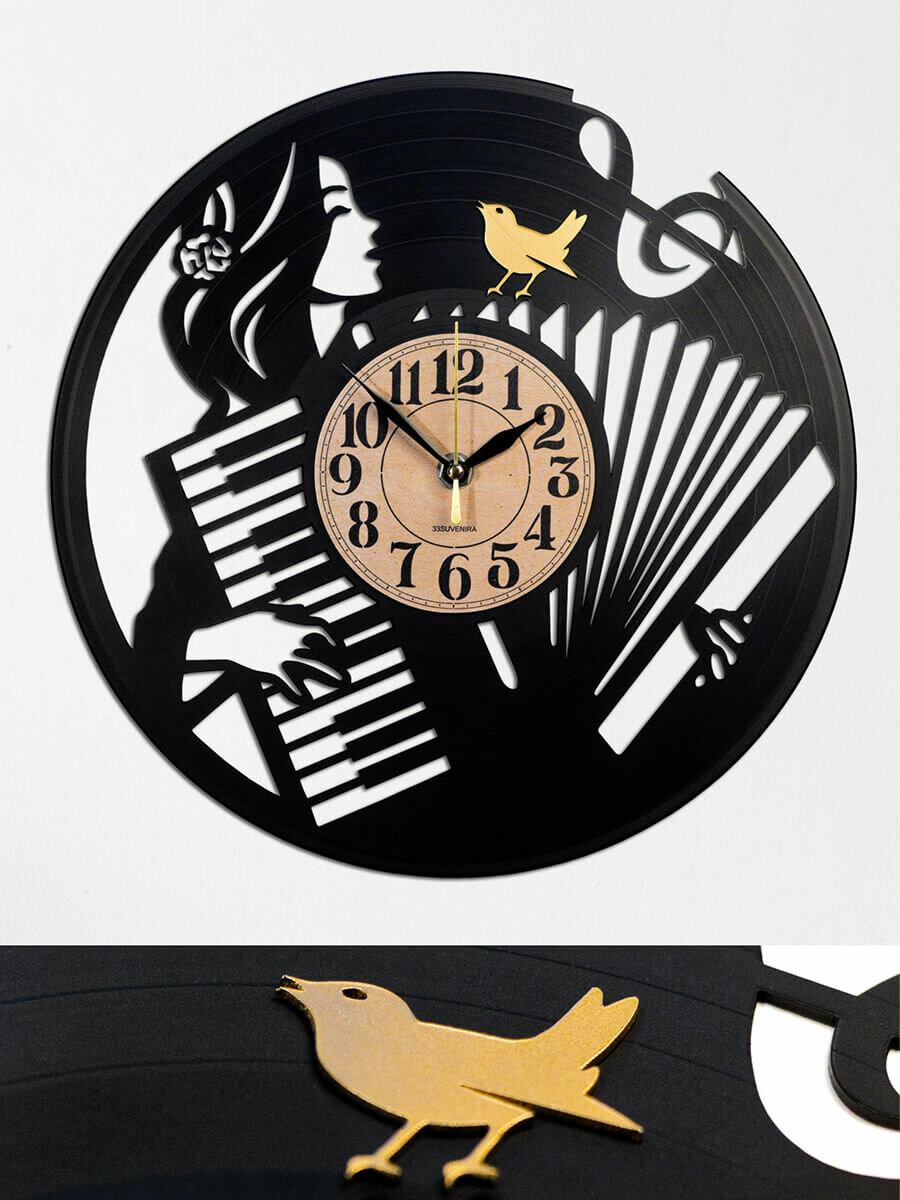 Часы настенные "Аккордеон", виниловая пластинка, матовая поверхность, 30 см