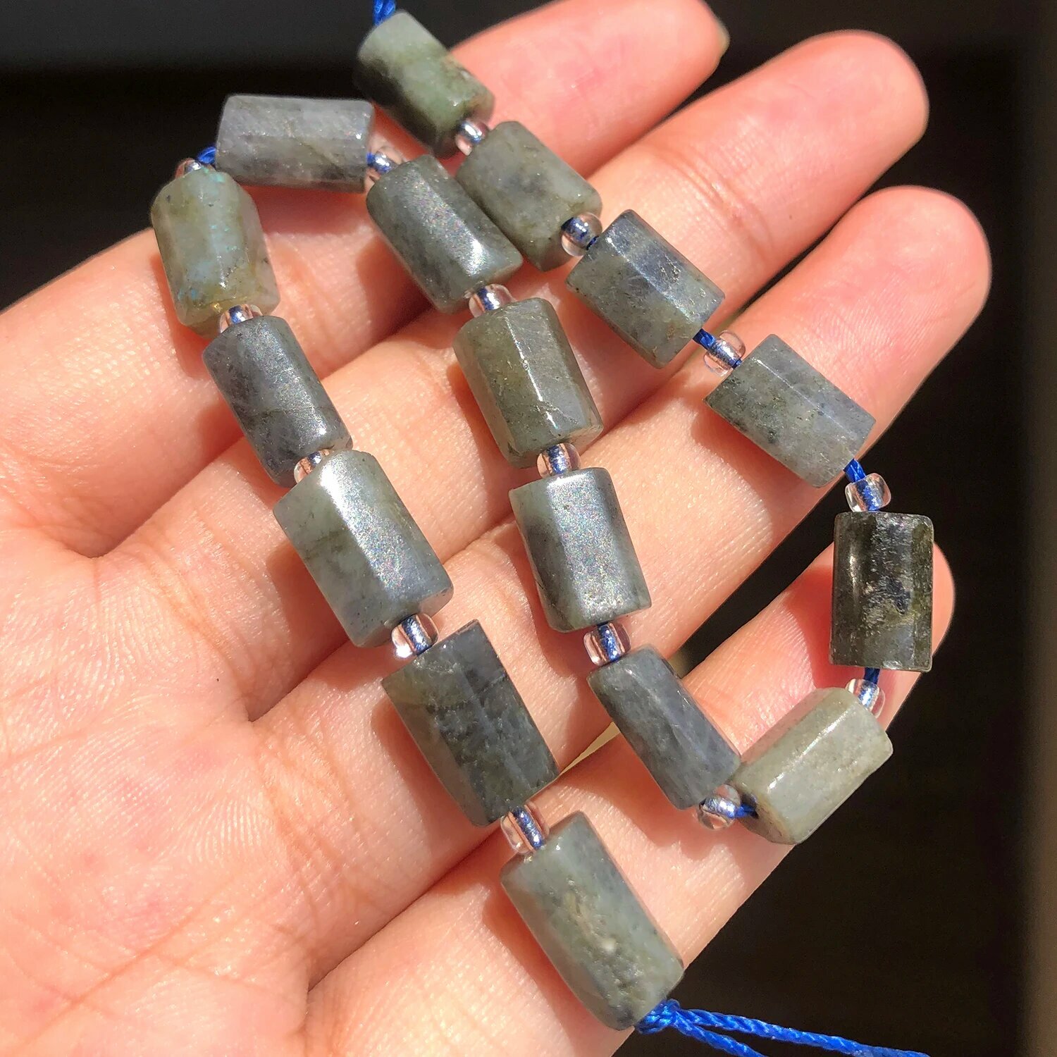 8-11 мм натуральный изумруд в форме цилиндра, каменные бусины, цитрин, лунный камень, кварцевые длинные бусины-разделители для изготовления ювелирных изделий, 7,5 дюйма