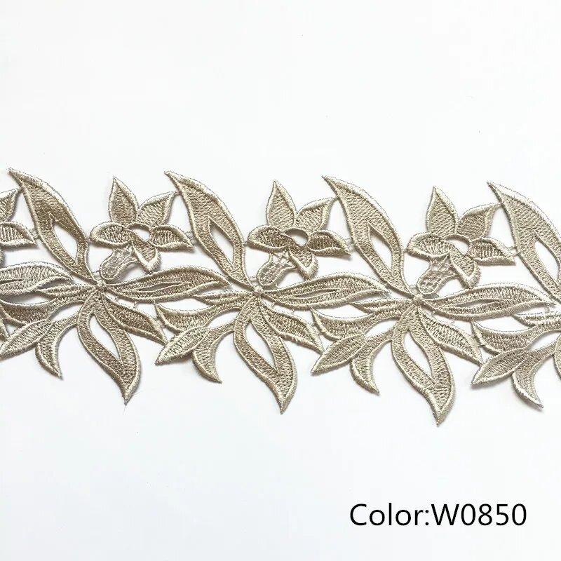 Кружевная лента с цветами, Цвет W0850, 1 yard