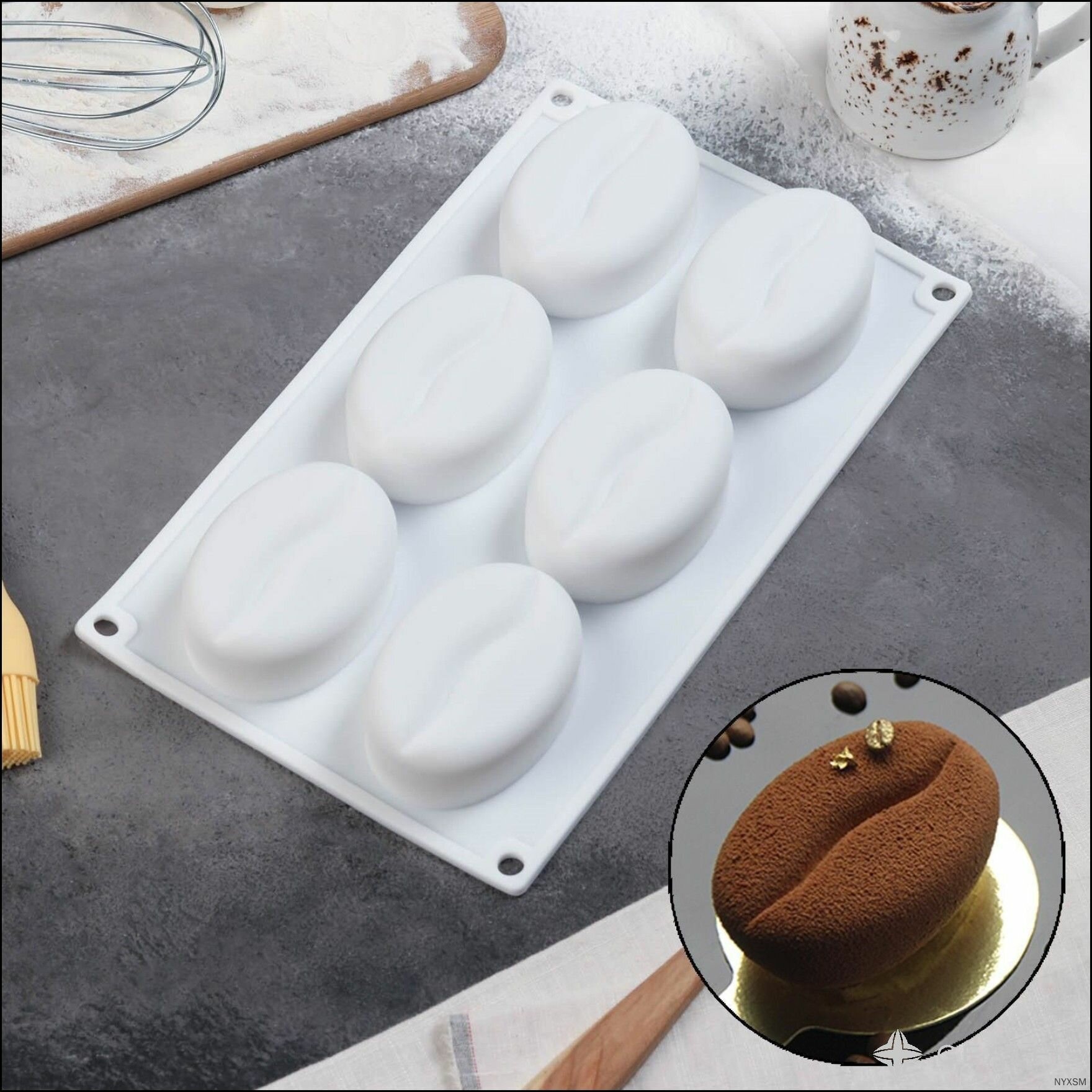 Форма для выпечки, Овальная, 6 яч, 5 см, 1 шт