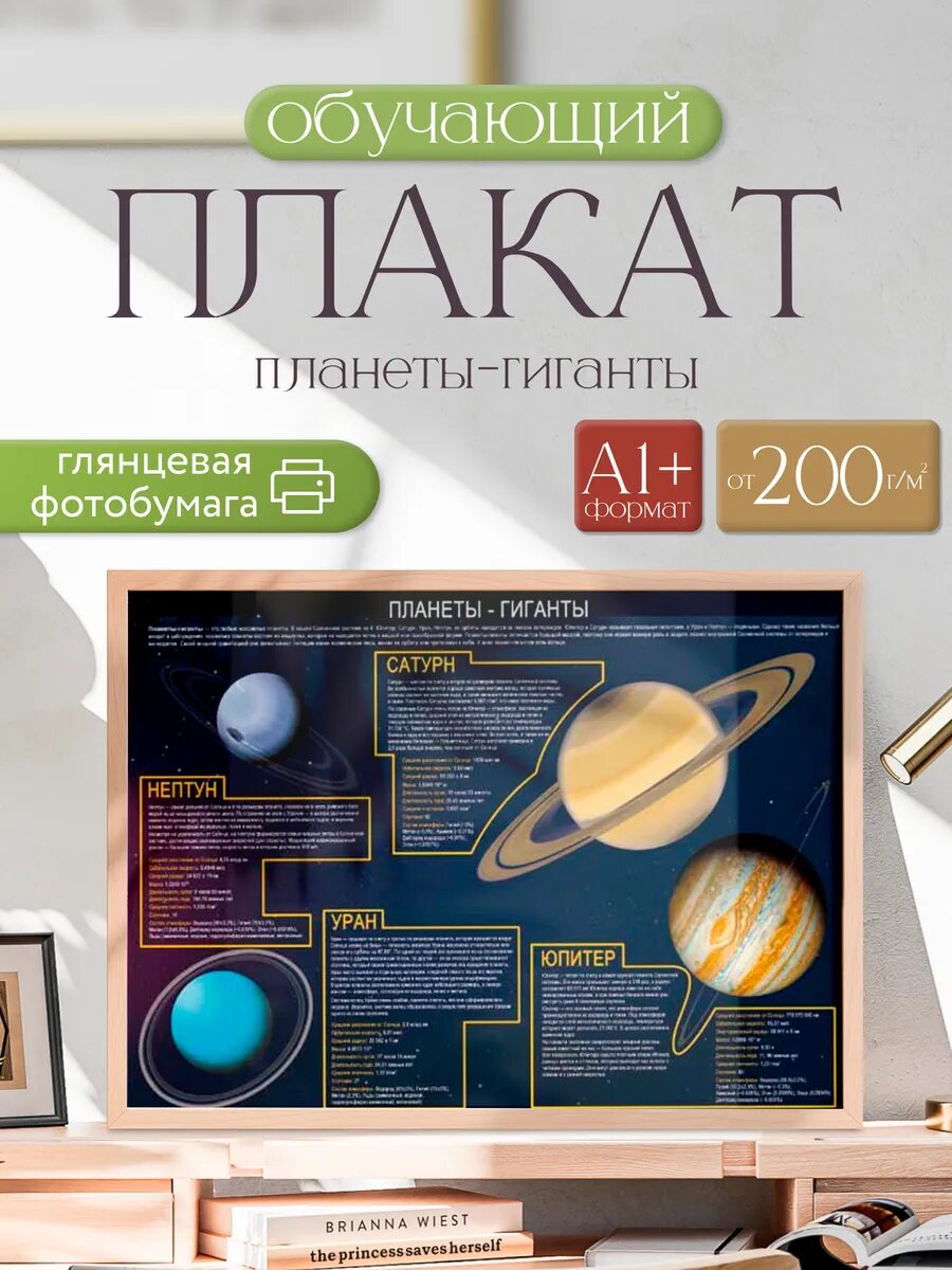Планеты-гиганты (для обучения) плакат A1+, глянцевая фотобумага от 200 г/м2