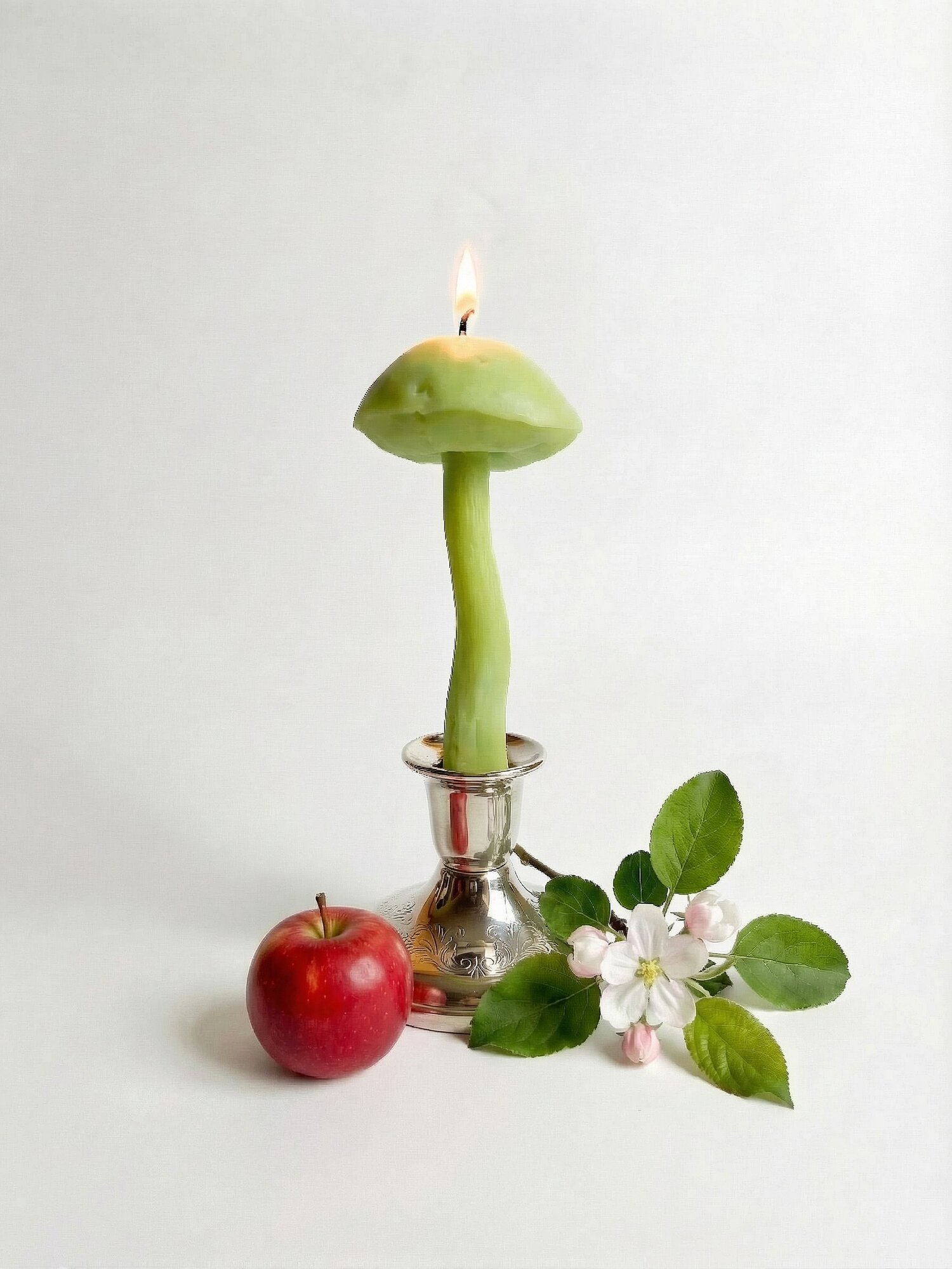 Свеча Unification Love, "Гриб подберезовика", фигурная, время горения 2 ч, салатовая