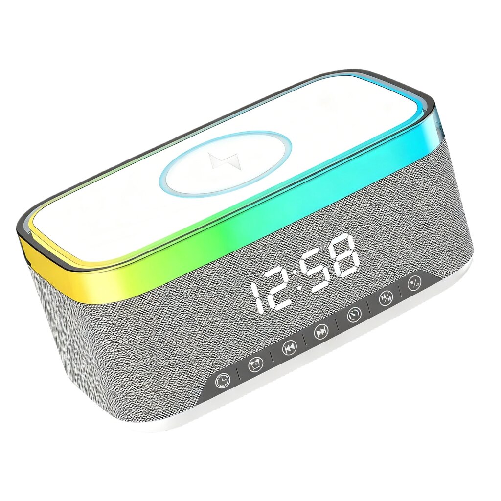 Беспроводные зарядные устройства для динамиков 3 в 1, совместимые с Bluetooth, с подсветкой для Домашнего офиса, Быстрая зарядка 10 Вт, 360-градусный объемный звук