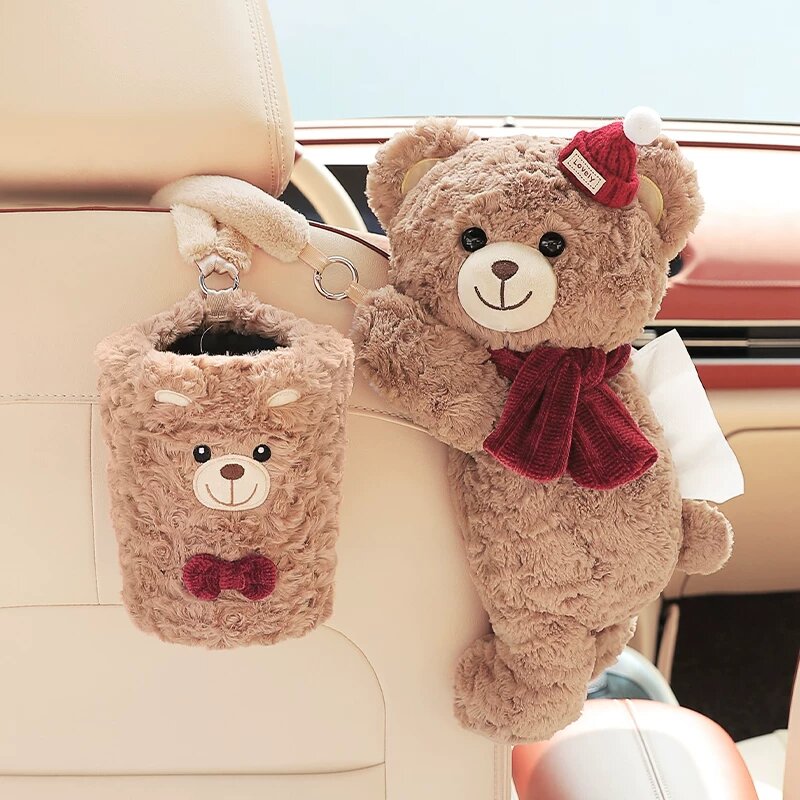 Aicar Bear Автомобильный держатель для салфеток в кахите с держателем и мишкой-мусоркой