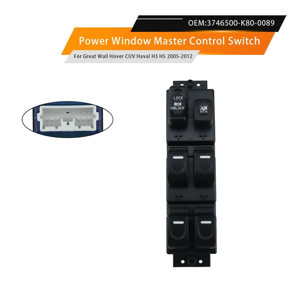 3746500-K80-0089 для Great Wall Hover CUV Haval H3 H5 2005-2012, кнопка регулятора главного переключателя стеклоподъемника с защитой от защемления