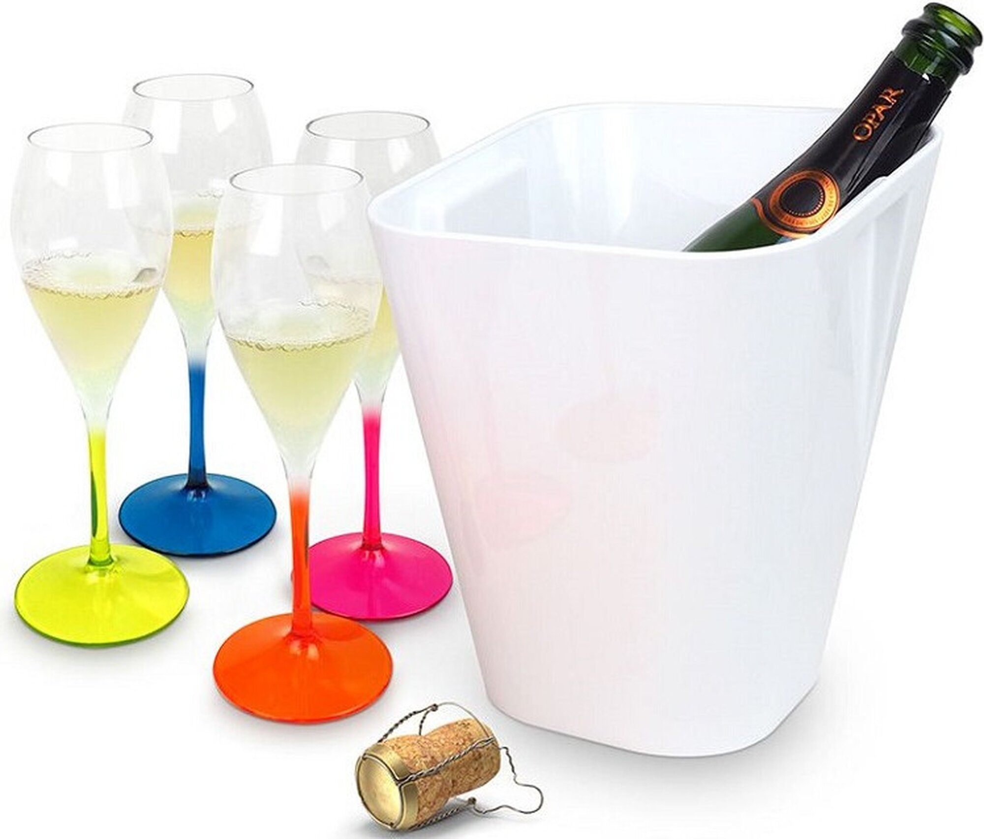 Ведро для охлаждения шампанского Pulltex Plastic Set c бокалами (4шт.), 109-633-00