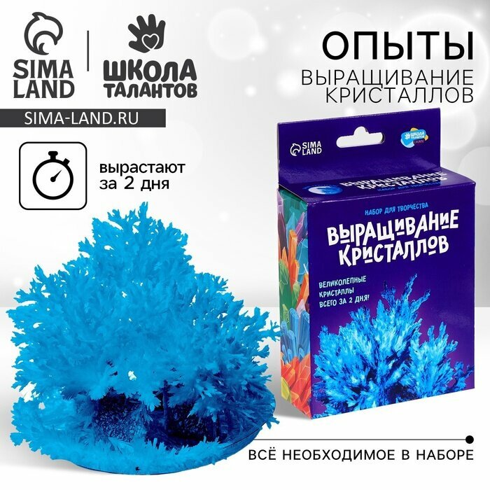 Выращивание кристаллов Опыты. Лучистый кристалл, цвет синий