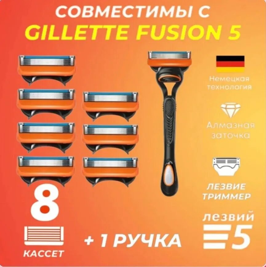 Бритвенный набор Men's Max 5 мужской, совместим со всеми бритвами, 1 станок + 24 сменные кассеты по 5 лезвий
