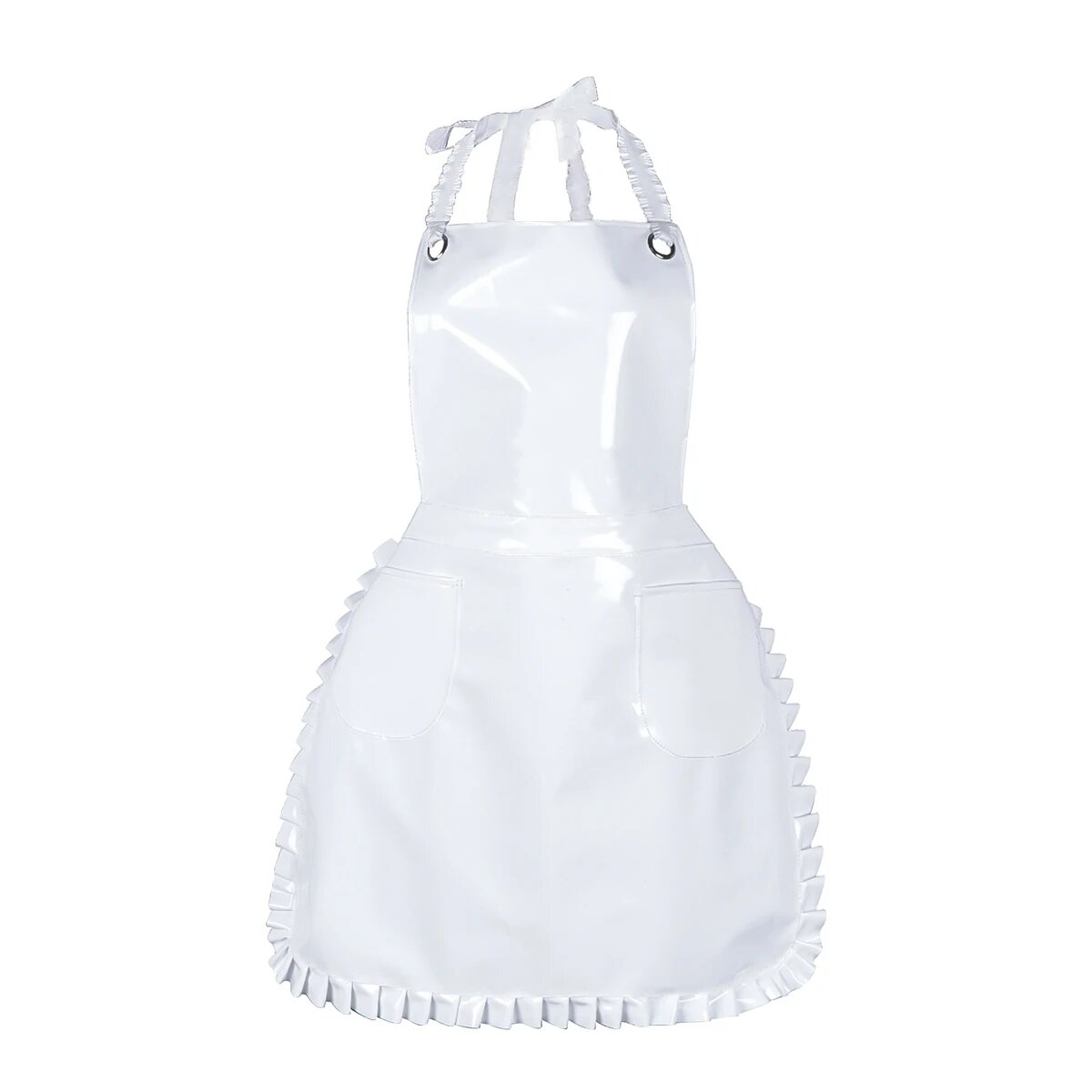 Глянцевый виниловый фартук с рюшами Белый, White