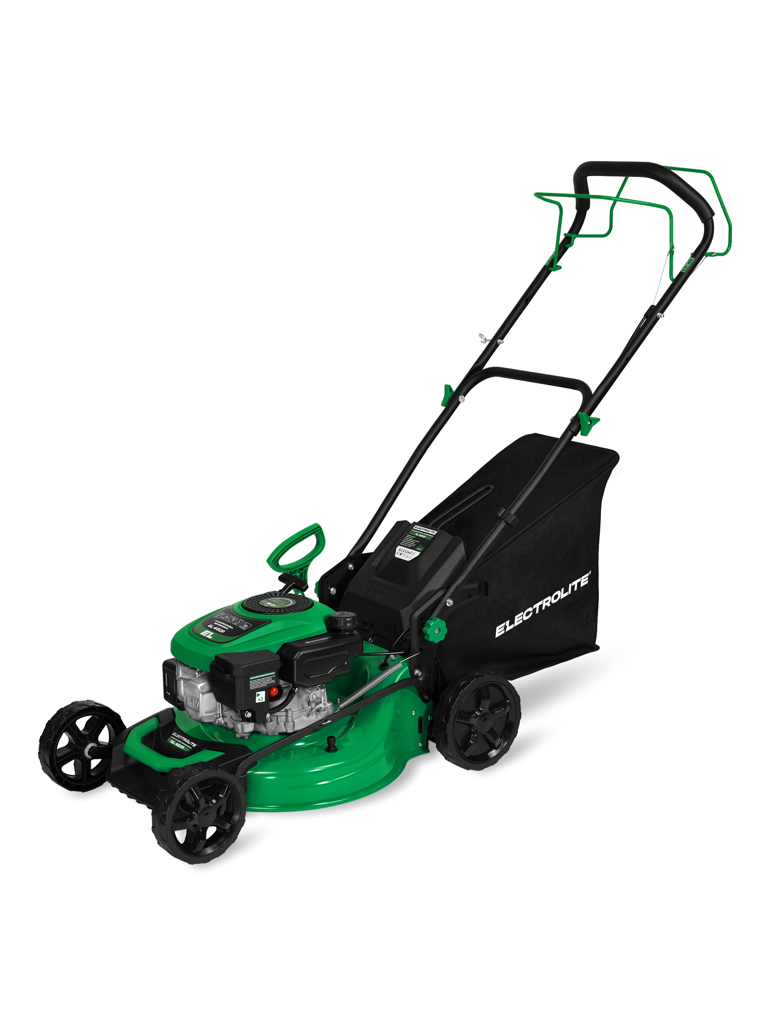 Бензиновая газонокосилка самоходная Electrolite GL 460P ( 5 л, с, 2800-3200 об/мин, ширина среза 460 мм, Мульчирование, объём травосборника 60л )
