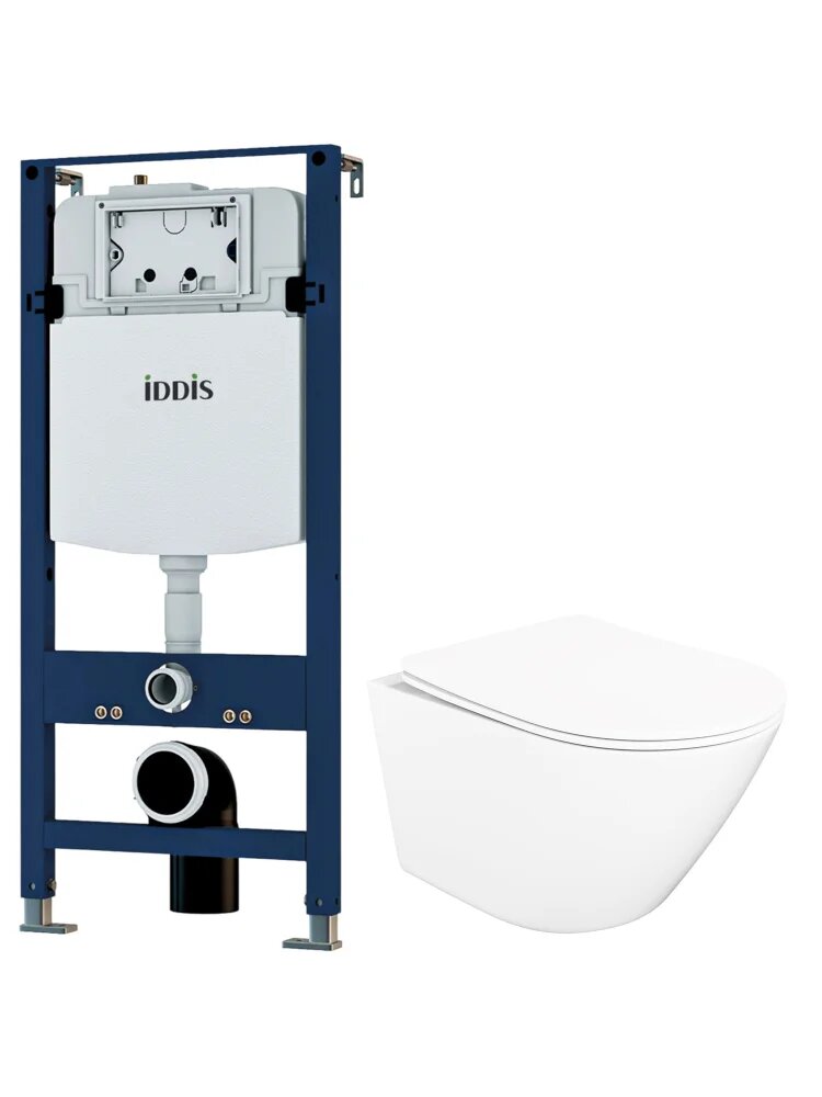 Комплект 3 в 1: Инсталляция IDDIS Profix PRO0000i32 / Унитаз подвесной STWORKI Левангер S07401WH безободковый, с микролифтом / Комплект креплений