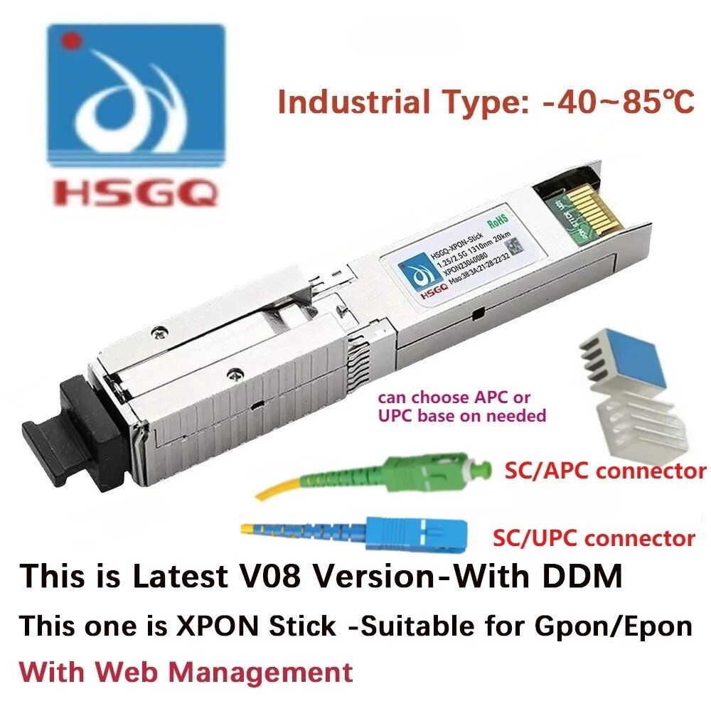 PACBTECH HSGQ V06 XPON SFP ONU Stick V06 XPON-SC UPC
