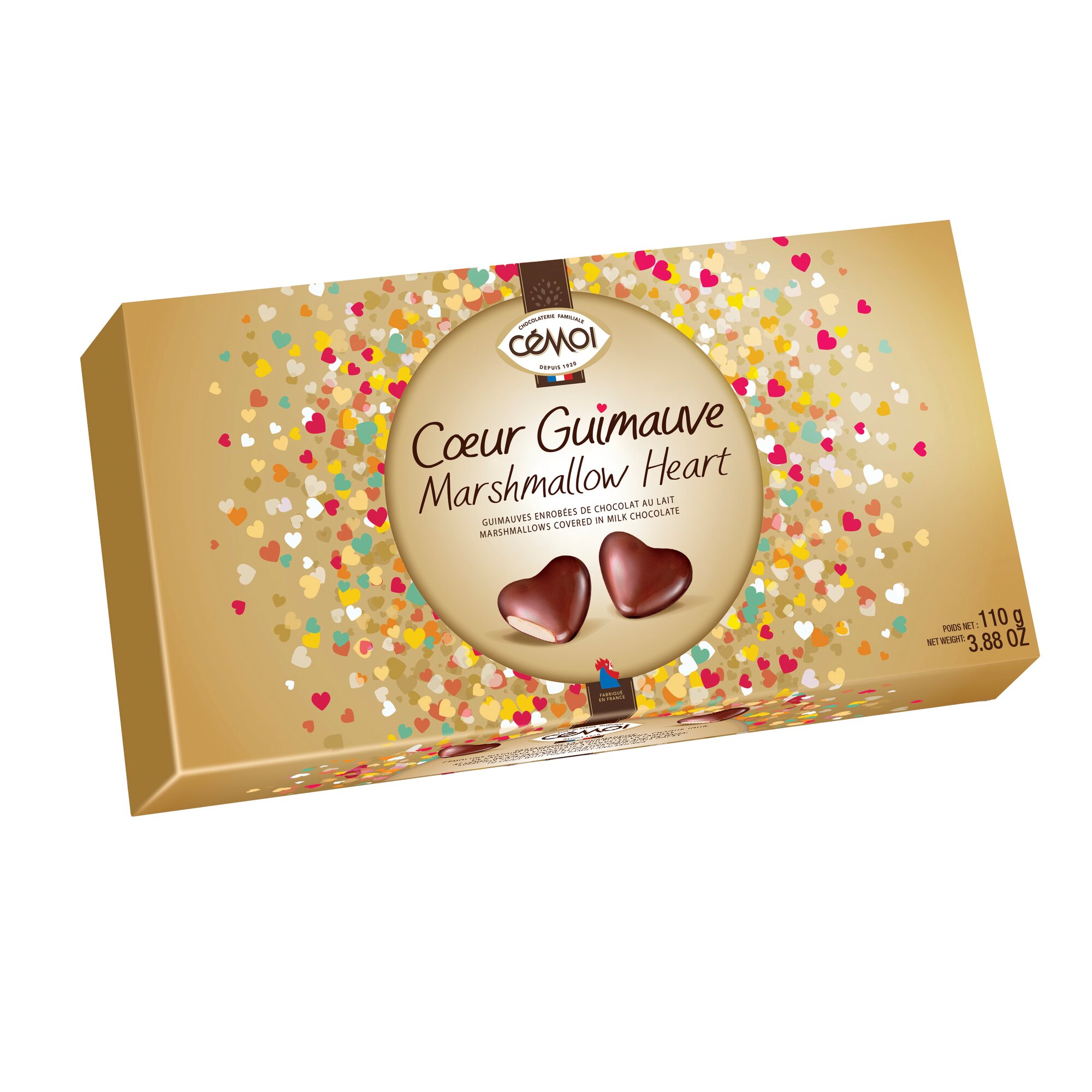 Нежный зефир CEMOI "Сердца" в молочном шоколаде, Франция, 110г