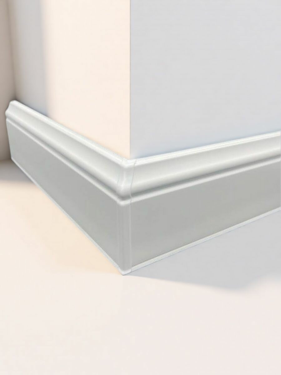 Плинтус напольный Фигурный 80мм 2,2м "Идеал Дюра", 001 Белый -1 шт