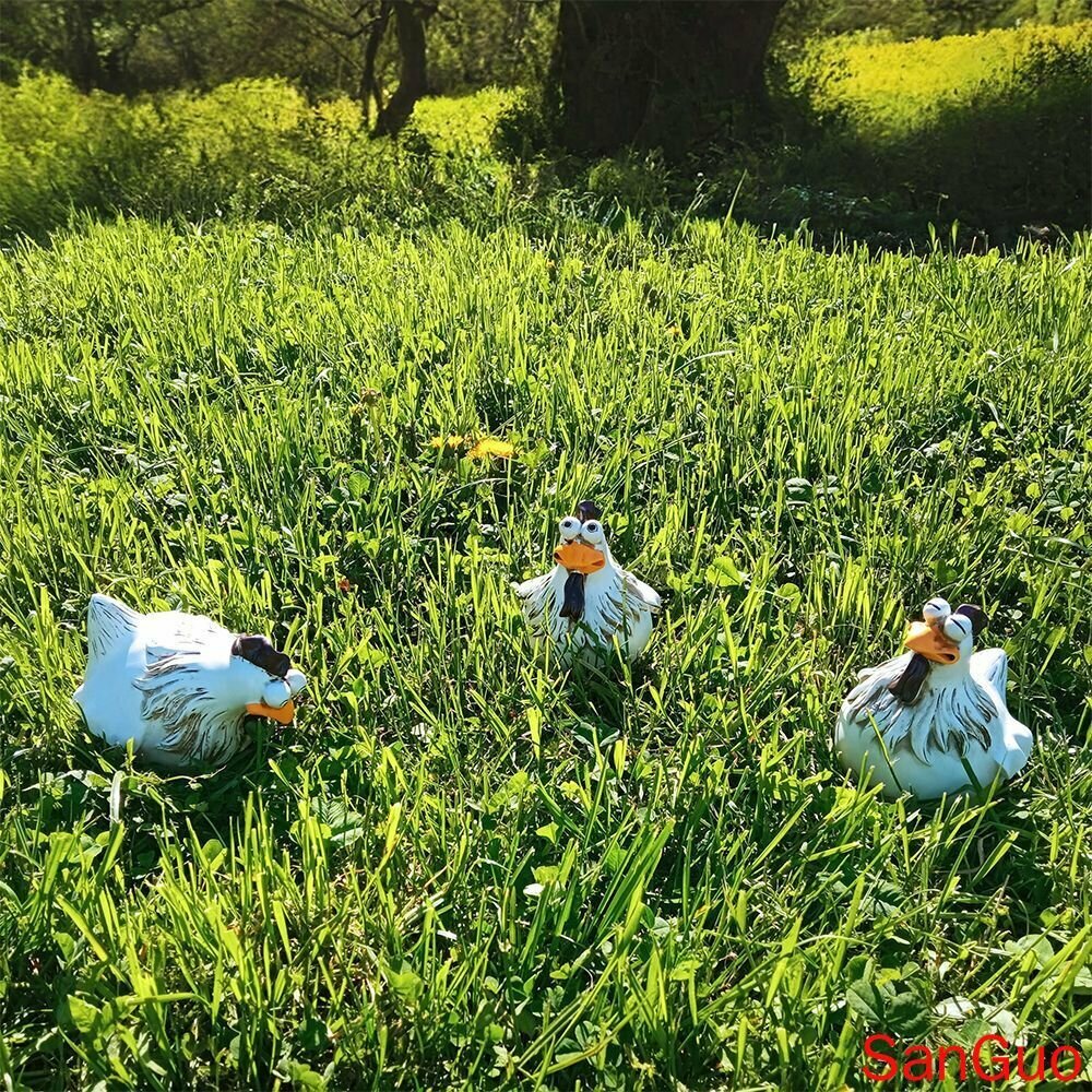 Фигурка садовая Забавная Курица из смолы, смешное украшение забора (3 шт)