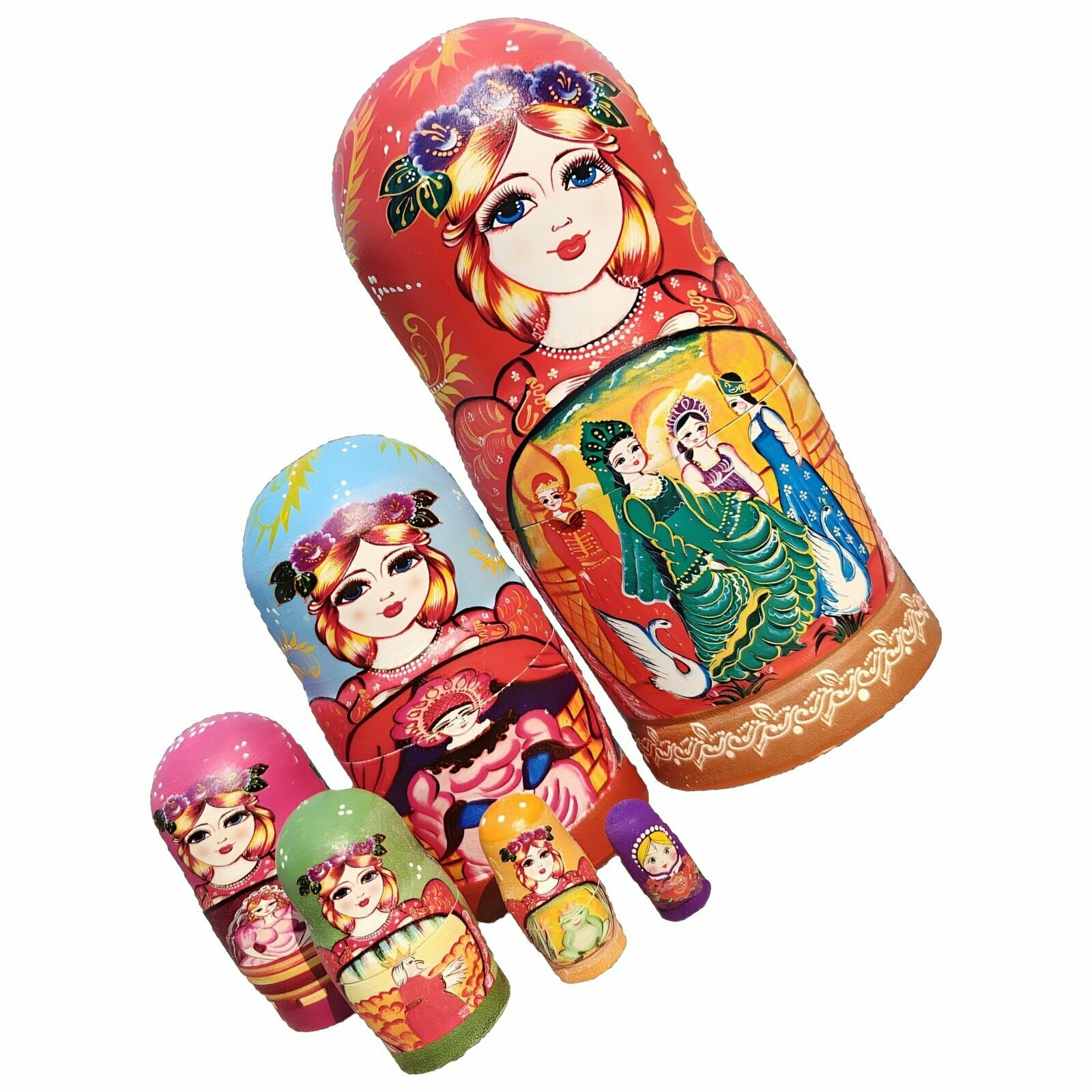 Набор русских матрешек из 7 штук вращающиеся ручная работа коллекционное искусство