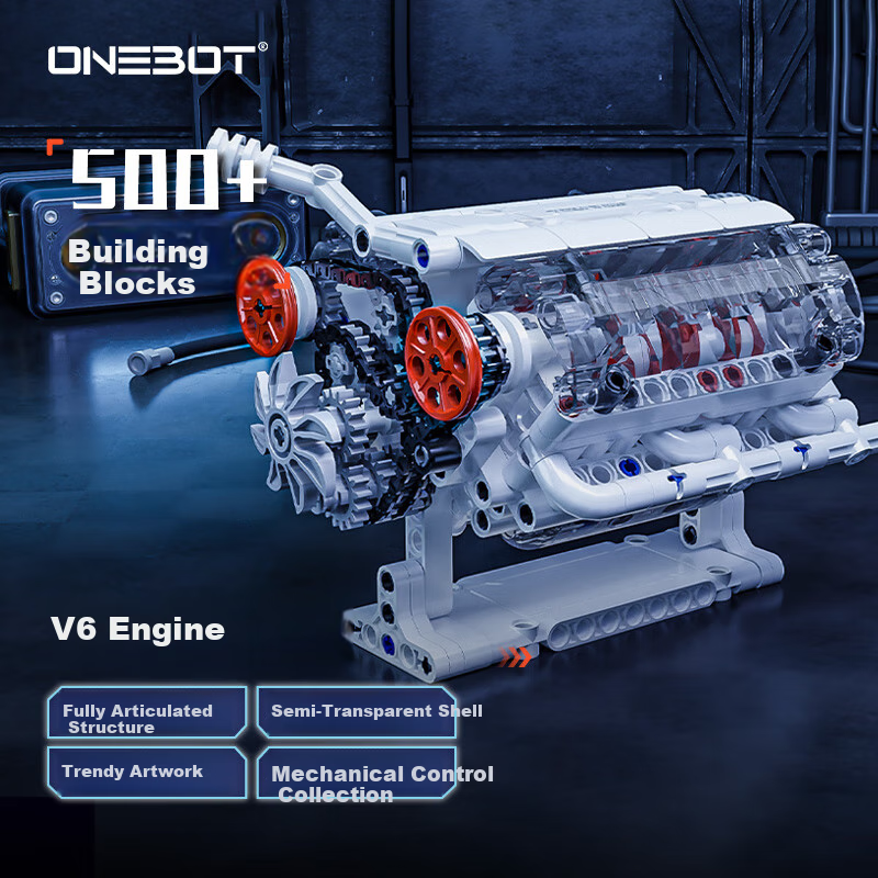 Конструктор ONEBOT V6 Engine для детей от 14 лет 400+ деталей обучающая игрушка Характеристики：V6 двигатель