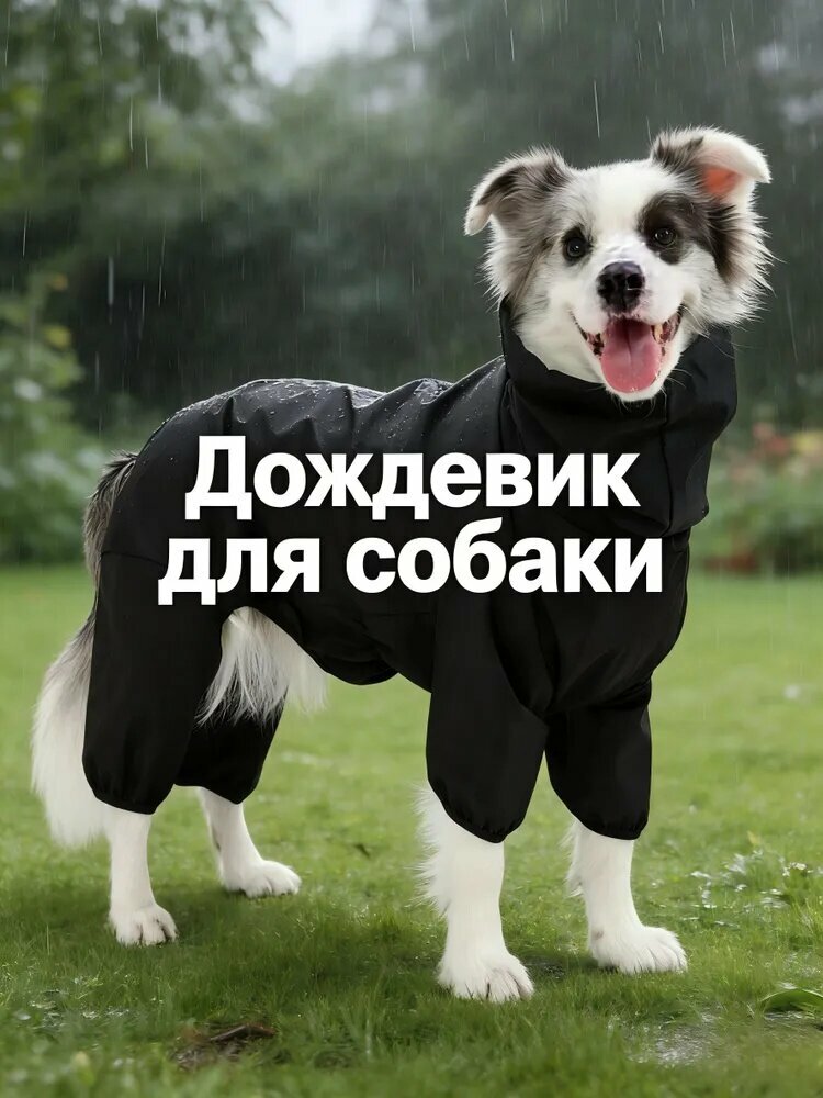 Одежда для собак мелких пород/Дождевик для собак средних и крупных пород /черный / Размер 3XL