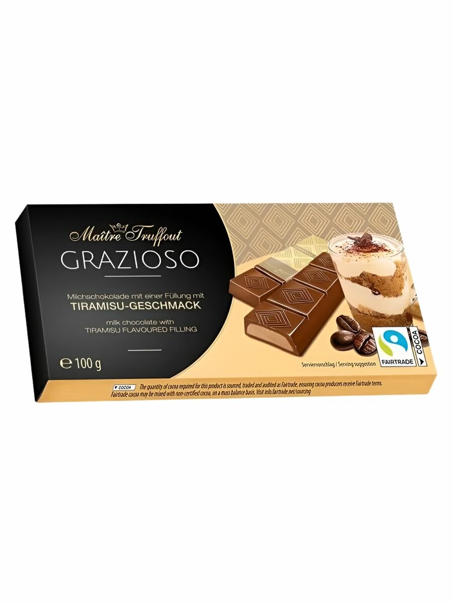 Maitre truffout шоколад со вкусом тирамису, 100г