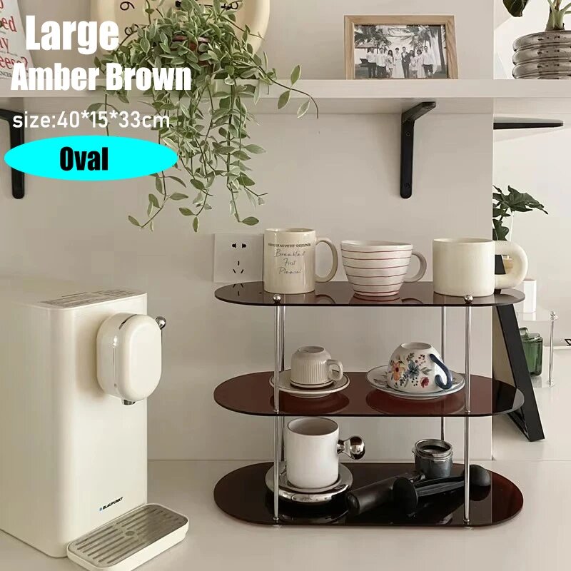 Акриловый органайзер для мелочей 3-ярусный 30см 40cm Oval Amber