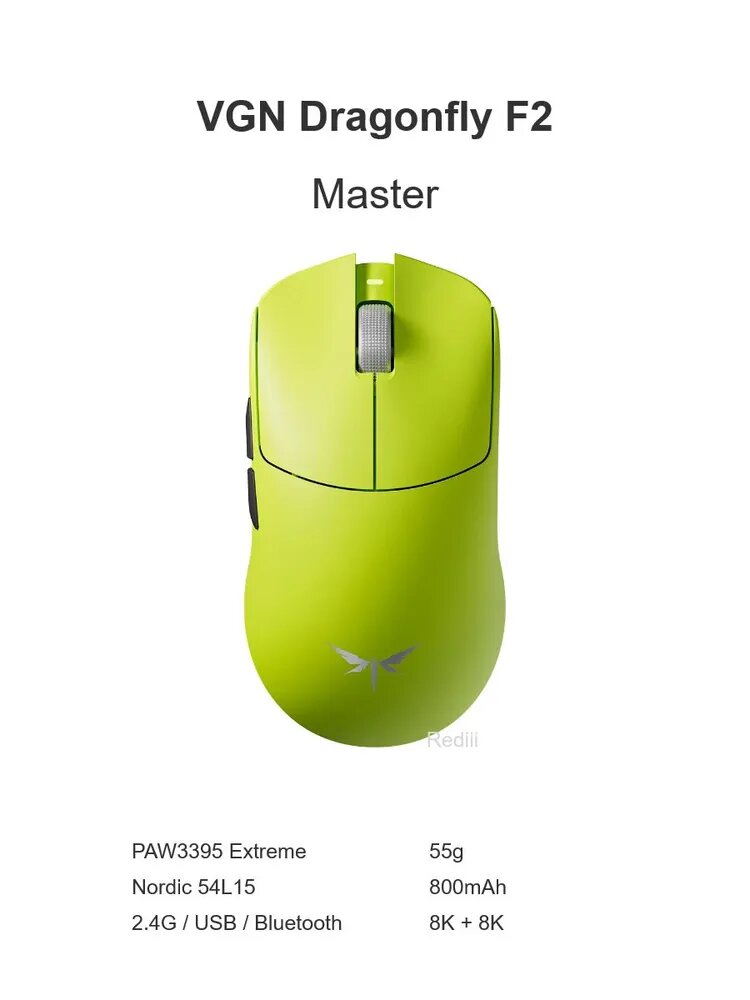 VGN Мышь беспроводная Dragonfly F2 Master, PAW3395 Extreme, светло-зеленый, коричневый