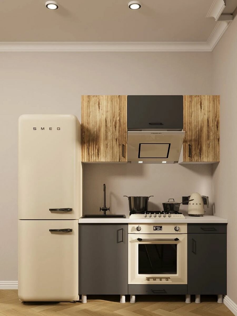 Кухонный гарнитур (кухня) Кантри 1.5 м с окапом, столешницей, модулем под духовой шкаф, МДФ/ЛДСП, 1500х2160х600, тэкс