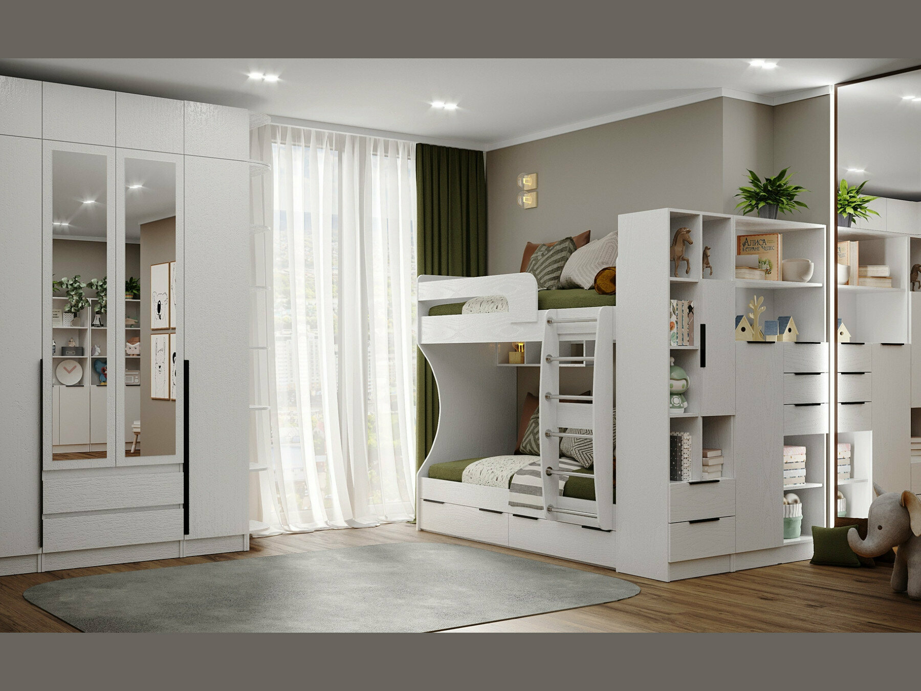 Набор мебели для подростковой, композиция 1, современный стиль - Белый