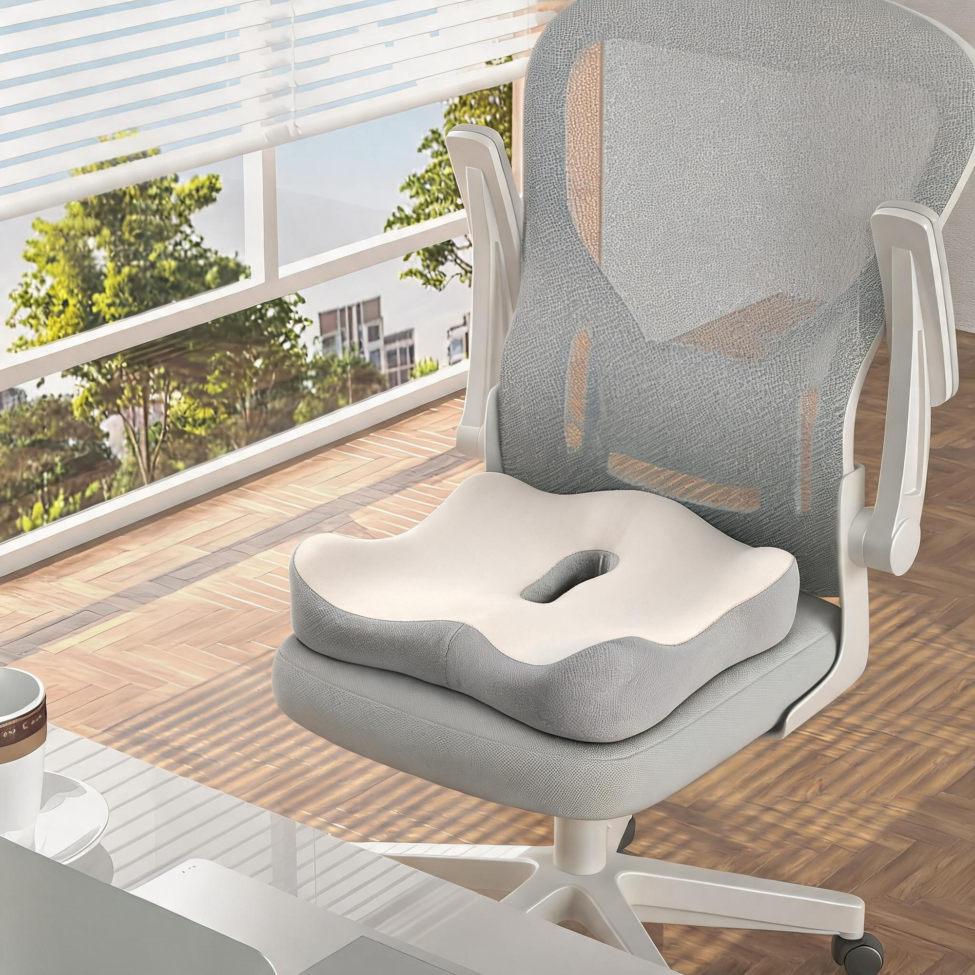 【Ergonomic Office Seat Cushion】3-Zone Memory Foam Lumbar Support Pillow Breathable Posture Corrector for Car Office Wheelchair