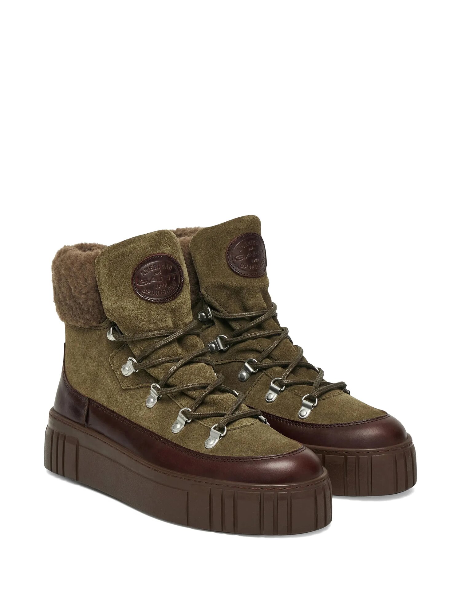 Ботильоны GANT Lace-up shearling-trim boots, размер 42 — фото 1