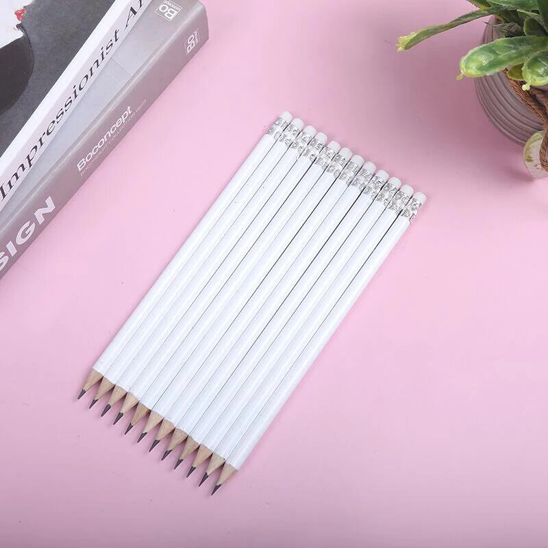 Персонализированные деревянные белые карандаши с гравировкой 20pcs
